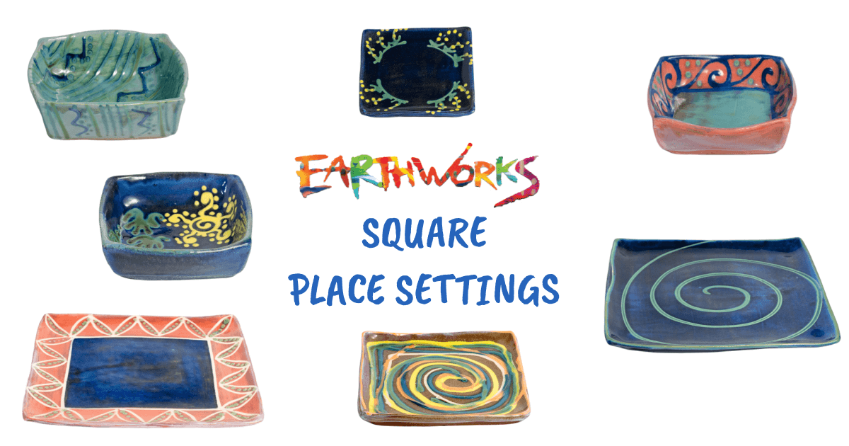 Square Ceramic Place Settings by Earthworks Pottery